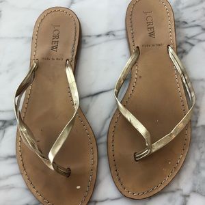 J. Crew | Shoes | J Crew Gold Leather Flip Flops | Poshmark